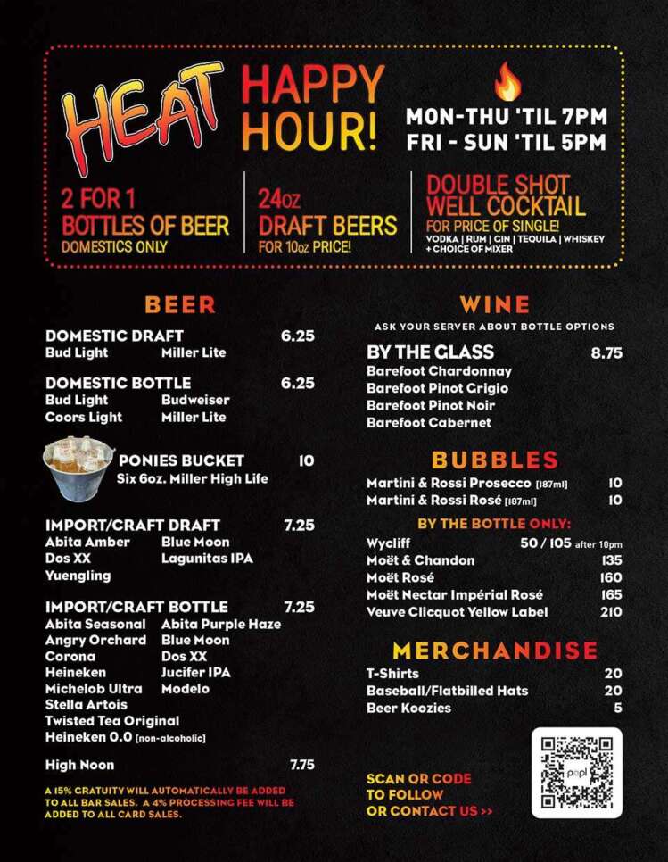 Specialty Cocktail Menu - Club Bourbon Heat